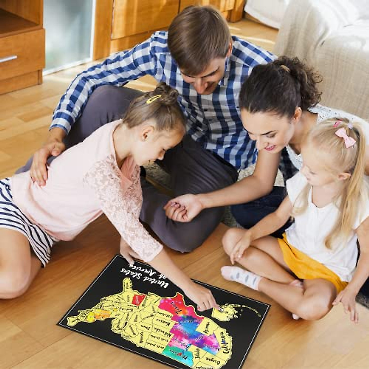 TRAVELISIMO Scratch Off Map of United States, 12x17 inches USA Scratch Off Travel Map with 25 Unique Accessories Set Included, Unique Gift for Travelers