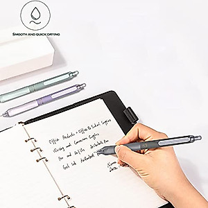 DUNBONG Retractable 0.5mm Porous Point Pen, metal clip, non-slip pen holder, Black ink gel pens, Box of 6 Pens (6)