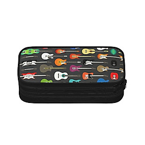 YQxwJL Color Acoustic And Guitars Print Pencil Cases Pen Box Stationery Makeup Bag, Desk Organizer For College Adults Women Men