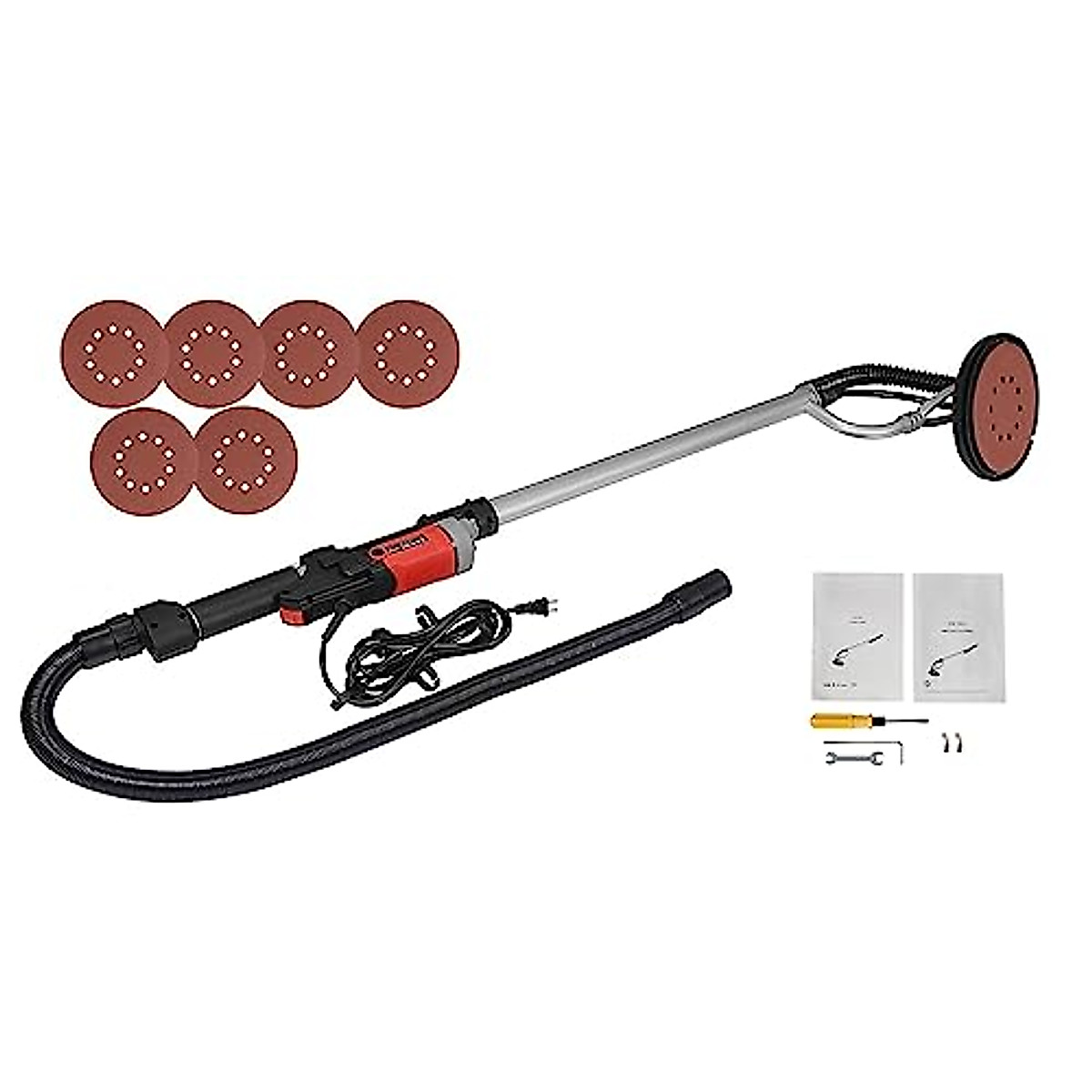 BBBuy 800W Drywall Sander Commercial Electric Sander with 6 Pcs Sanding Pads Discs Adjustable Variable Speed 1000-2000 RPM Wall Sander with Extendable Handle