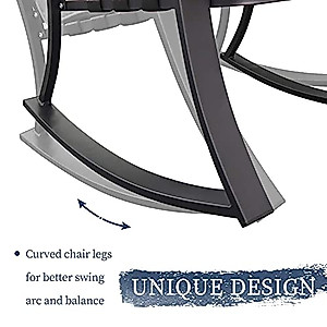 Oakmont Outdoor Furniture 3 Piece Conversation Bistro Set Rocking Chairs and Glass Top Table, Thick Cushions, Black Steel (Grey)