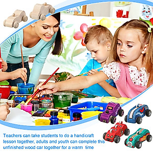 Zhanmai 6 Pcs Wooden Toy Cars to Paint Wood DIY Car Toys Unfinished Wood Race Cars Bulk Paintable Wooden Cars Crafts for Home Activities Easy Woodworking and Family Time Set