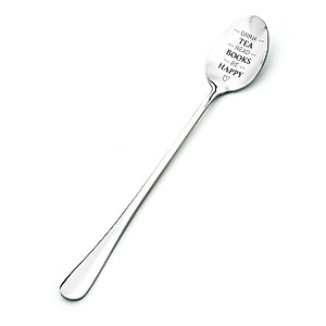 Drink Tea Read Books Be Happy Spoon - A Cozy Gift for Tea and Book Lovers - Quality Stainless Steel Teaspoon