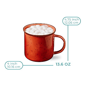 Speckled Campfire Style Mugs - Set of 6-14 oz - Cozy Colors -Coffee Cups - Camping Coffee Mugs - Ceramic | Enamel - Use for Tea/Hot Drinks