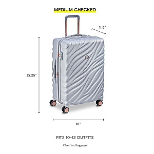 Delsey Paris Alexis Durable Luggage, Expandable Lightweight 4-Wheel Spinner, Easy Grip Handles for Smooth Mobility, TSA-Lock Incorporated, Men and Women, Platinum/Rose Gold, Check-In 25-Inch