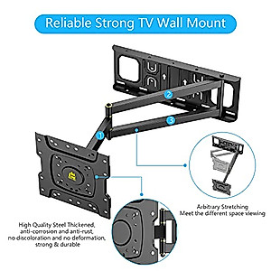 FORGING MOUNT Corner TV Wall Mount with 25.6inch Long Arm,Full Motion TV Mount Swivel and Tilt,Fit for 13-43”TVs,Monitor Wall Mount with Max VESA 200x200mm,16” Wood Studs,Holds up to 77lbs