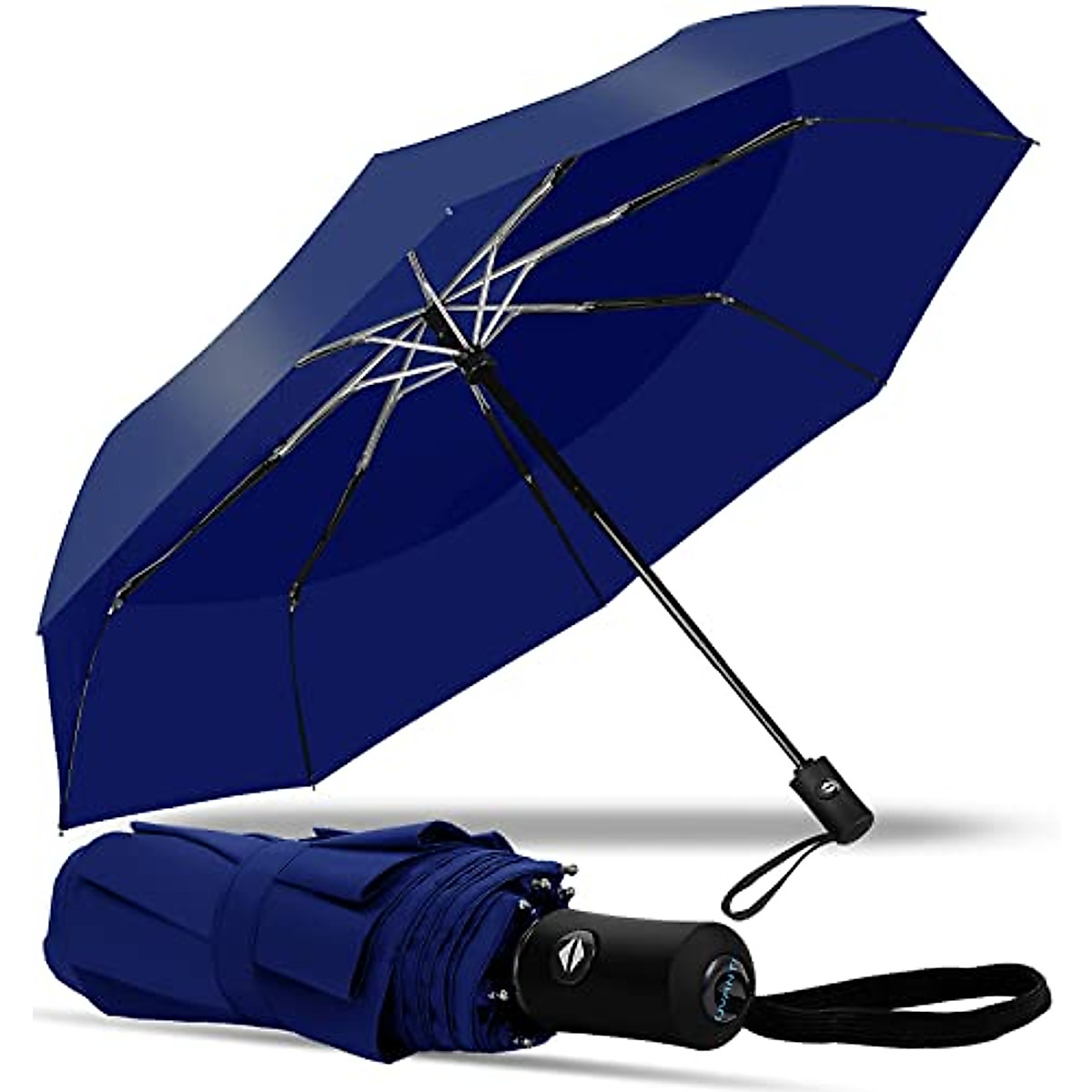 UVANTI Compact Travel Umbrella - Pocket Portable Small Mini Folding Windproof umbrella - Car Backpack Purse Automatic Umbrellas for Rain