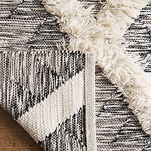 SAFAVIEH Kenya Collection 9' x 12' Black/Ivory KNY455Z Handmade Moroccan Boho Tribal Wool Area Rug