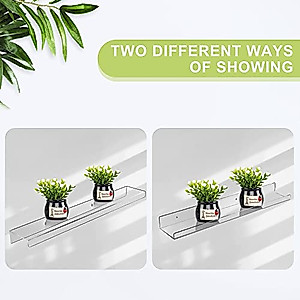 Jansburg 24 Inch Clear Floating Shelves 4 Pack Acrylic Shelves Invisible Floating Wall Ledge Bookshelf, 5MM Thick Kids Book Display Shelves Wall Mounted Bathroom Kitchen Organizer