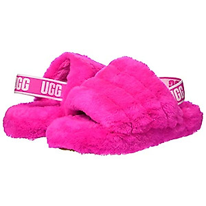 UGG Unisex-Child Fluff Yeah Slide Slipper, Rock Rose, 6 Big Kid US