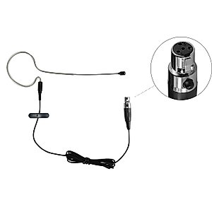 HEIMU Single Earhook Wired Headset Boom Mini XLR Omni-Directional Microphone (for Shure Type 4 pin Mini Plug Black)
