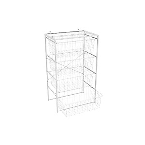ClosetMaid Wire Basket 4 Drawer Organizer Unit with Shelf for Pantry, Closet, Clothes, Linens, Sturdy Steel, Easy Assembly, White