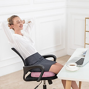 SAIREIDER Office Chair Cushion, Car Seat Cushion, Memory Foam Coccyx Cushion Pads for Tailbone Pain, Sciatica Relief Pillow, Correct Sitting Posture (Pink)