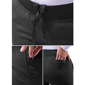 Adar Pro Scrubs for Women - Skinny Leg Yoga Scrub Pants - P7102 - Black - M