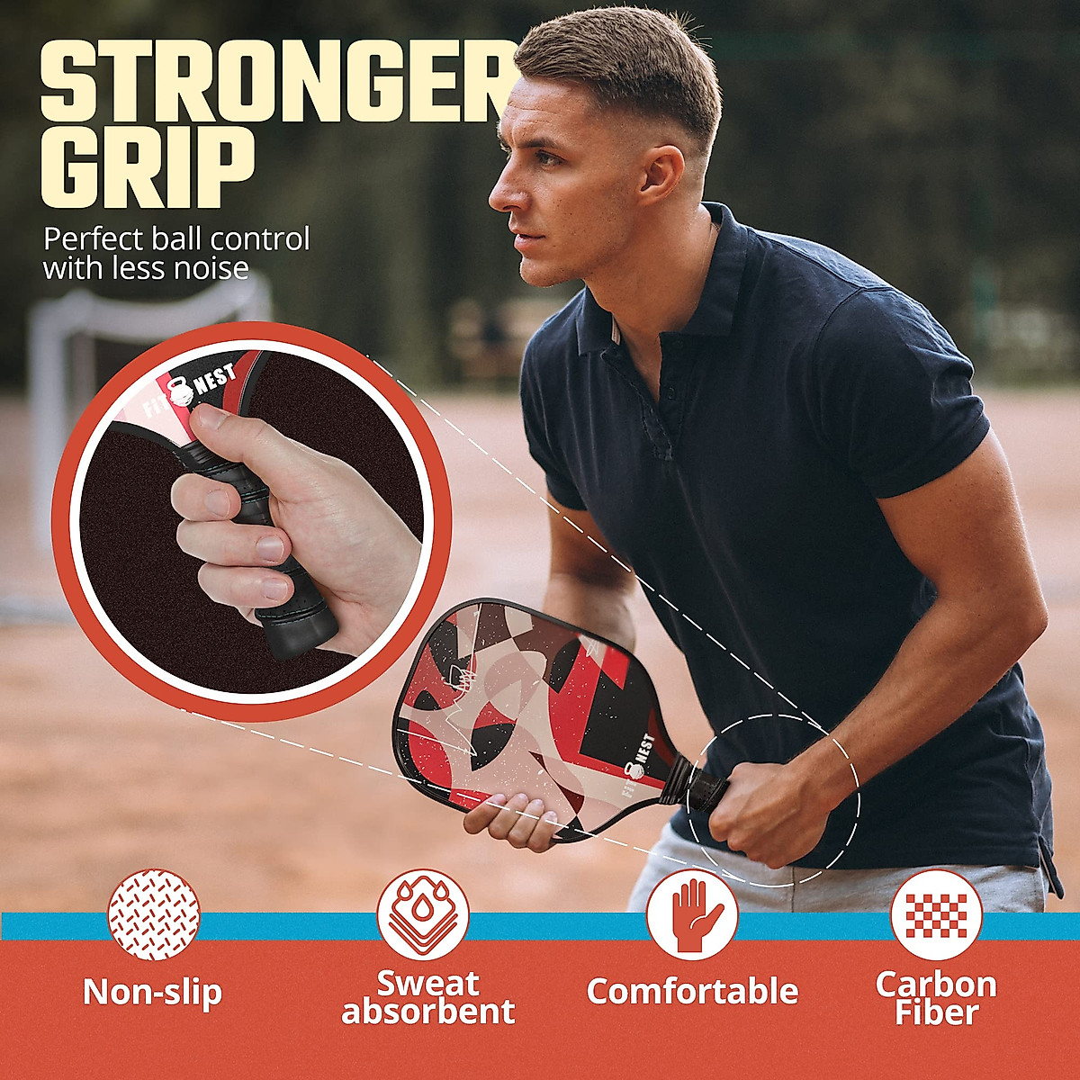 Premium Pickleball Paddles – Set of 2 Lightweight, Carbon Fiber Pickle Ball raquette's and 4 Balls Included – Premium Carry Bag – Suitable for Beginners or Advanced Players