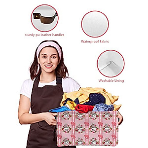 Bunny Large Storage Baskets Bins Easter Rabbits Spring Pink Flower Plant Leaves Collapsible Storage Box Laundry Organizer for Closet Shelf Nursery Kids Bedroom （1pc)