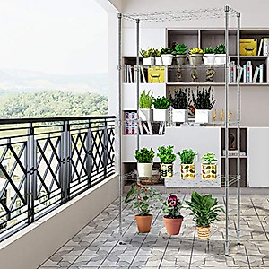 Storage Shelves Metal Wire Shelving Unit, 5-Tier NSF Heavy Duty Height Adjustable Utility Steel Garage Shelving with Leveling Feet, 36" L X 14" W X 72" H Commercial Grade Organizer Shelf Rack, Chrome