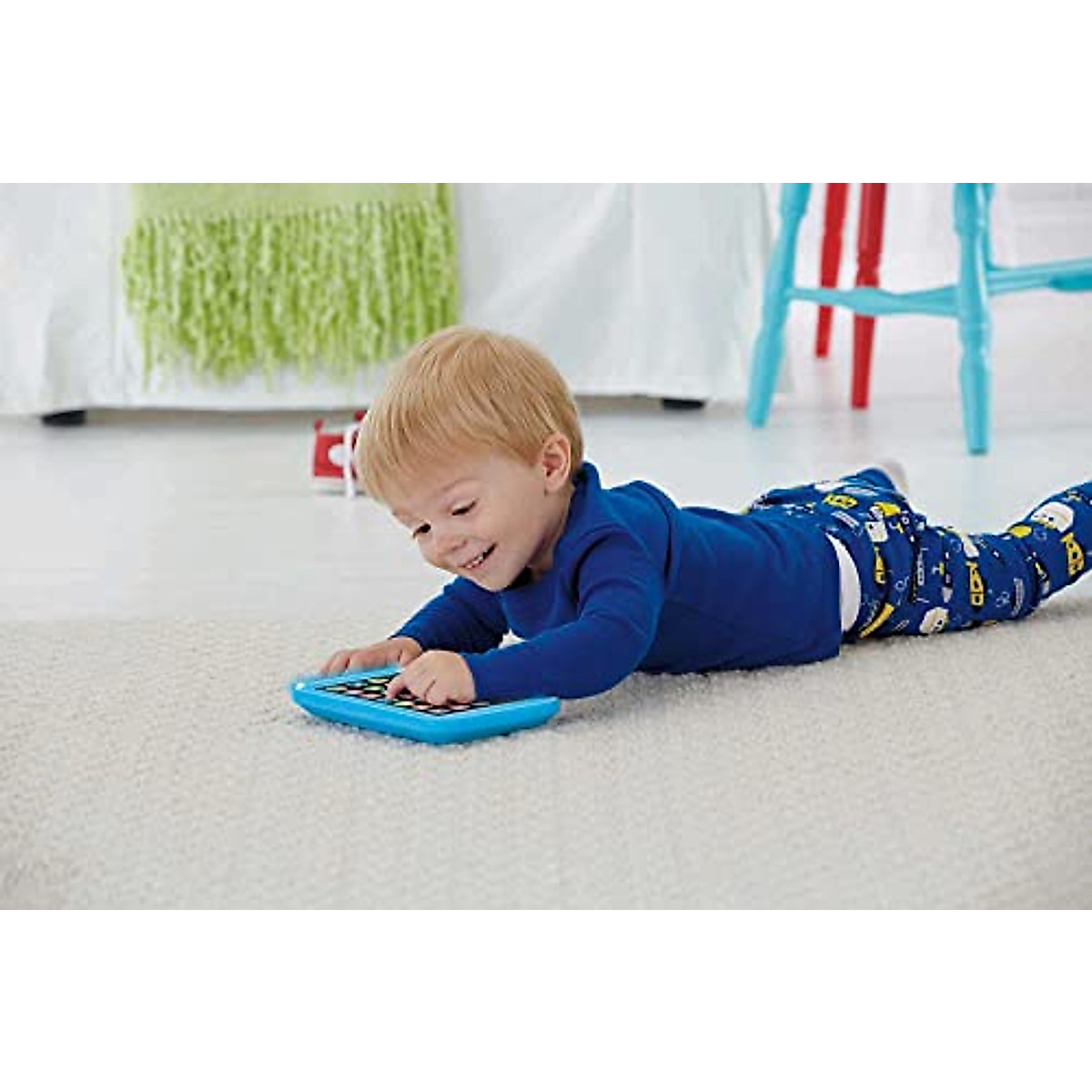 Fisher-Price Pretend Tablet Learning Toy with Lights Music and Smart Stages Educational Content for Baby and Toddler, Blue​