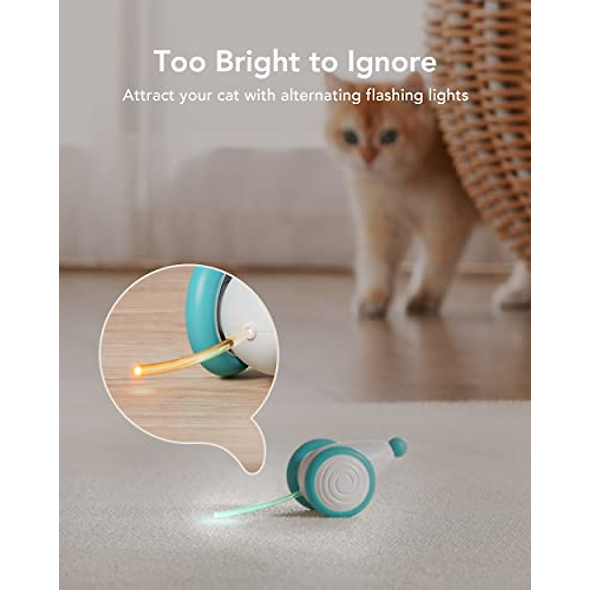 Petlibro Interactive Cat Toys for Indoor Cats, Automatic Cat Toy with LED Lights, Cat Mouse Toys, Smart Sensing Cat Toys, Moving Cat Toy, Smart Electric Cat Toy, USB Rechargeable, Auto On/Off