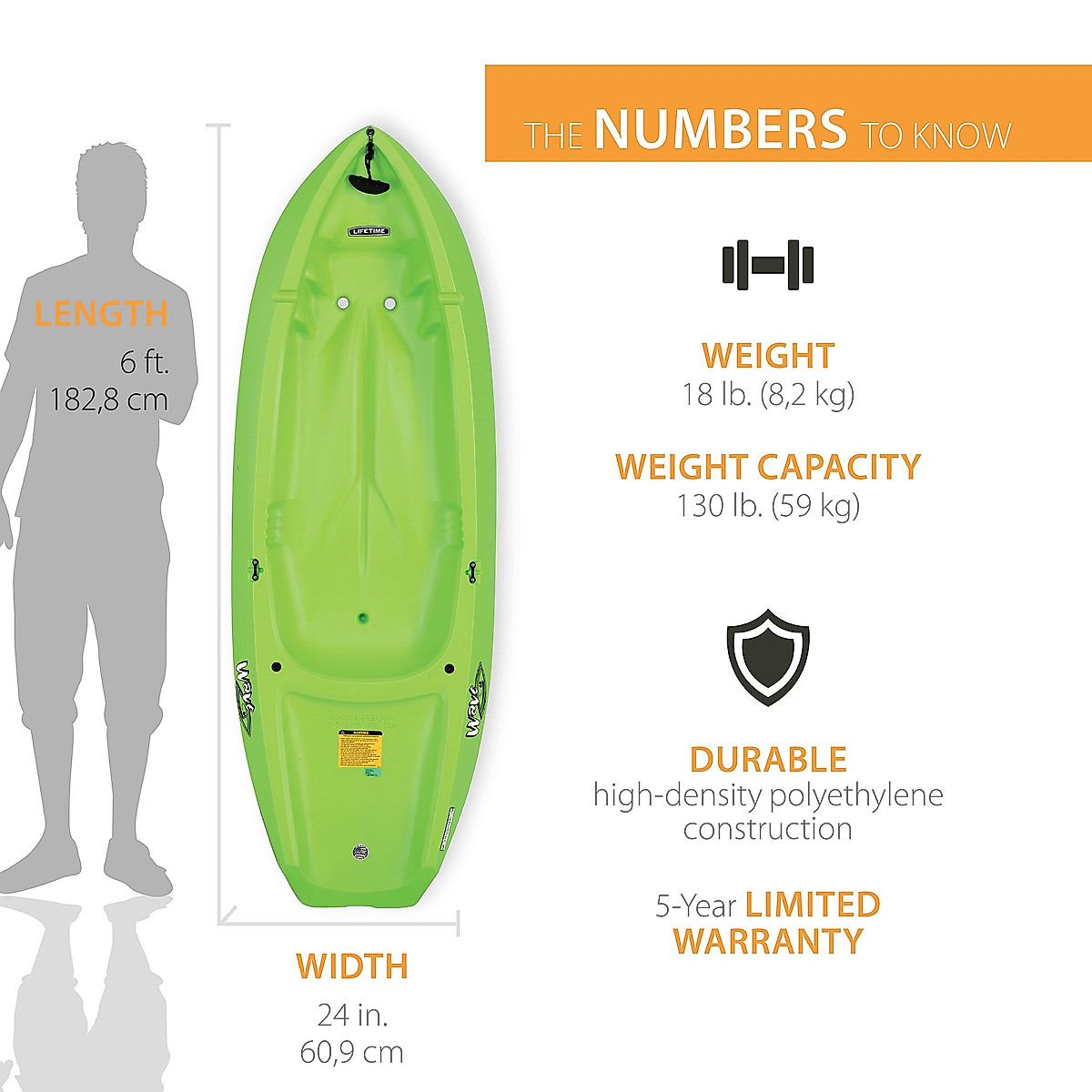 Lifetime Youth Wave Kayak with Paddle, 6 Feet, Green