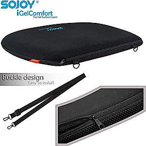 Sojoy Firm Coccyx Gel Seat Cushion- Orthopedic Memory Foam Chair Cushions for Home Kitchen Office Desk Car Truck Airplane (Black)