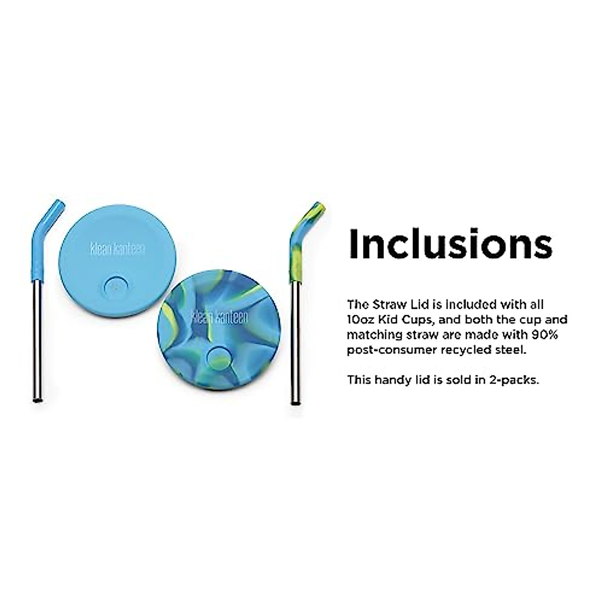 Klean Kanteen Kid Cup Straw Lid - 2 Pack - Blue Tie Dye