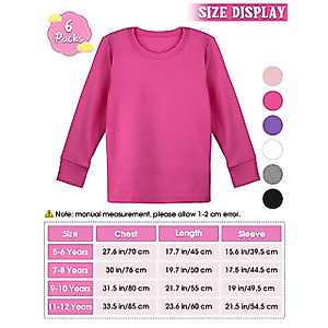 Cooraby 6 Pack Girls Boys Athletic Performance Long Sleeve Shirt Tops Kids Thermal Stretch Undershirt Moisture Wicking Top