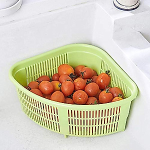 STRAW 1PC Triangle Kitchen Sink Fruit Washing Waste Draining Basket Plastic Storage Rack Multi Purpose Washing Bowl Sponge Drain Rack (Color : B)
