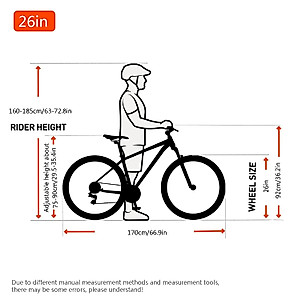26'' Mountain Bike, 21 Speed Outdoor Snow Beach Bike, Full Suspension Adult Hybrid MTB Racing Bikes for Women Men, Comfort Complete Cruiser Bicycle, Lightweight City Commuter Road Cycling (M)