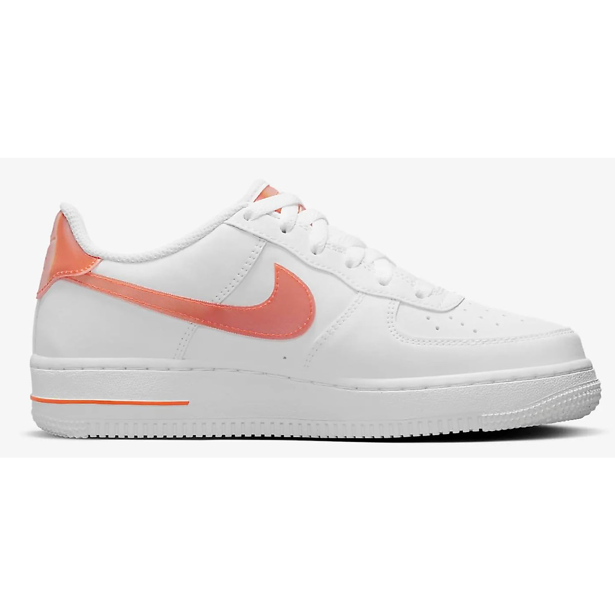 Nike Big Kid's Air Force 1, White/Safety Orange, 7 Big Kid