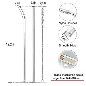 CteaTs Glass Replacement Straws Compatible with Stanley 40 oz 30 oz Cup Tumbler - 6 Pack Reusable Stanley Straws with 2 Cleaning Brushes Clear Long Straws for Stanley Cup Accesspries