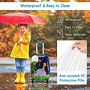 HONEY JOY Kids Luggage, 12" Toddler Backpack & 16" Travel Suitcase with Wheels, Lightweight Toddler Girls Suitcase, Durable ABS Hardshell, 2Pcs Carry On Luggage Set for Boys Girls(Elephant)