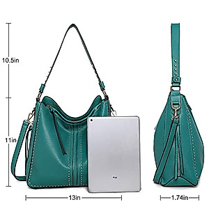 Montana West Large Leather Hobo Handbag for Women Studded Shoulder Bag Crossbody Purse MWC-1001WTQ