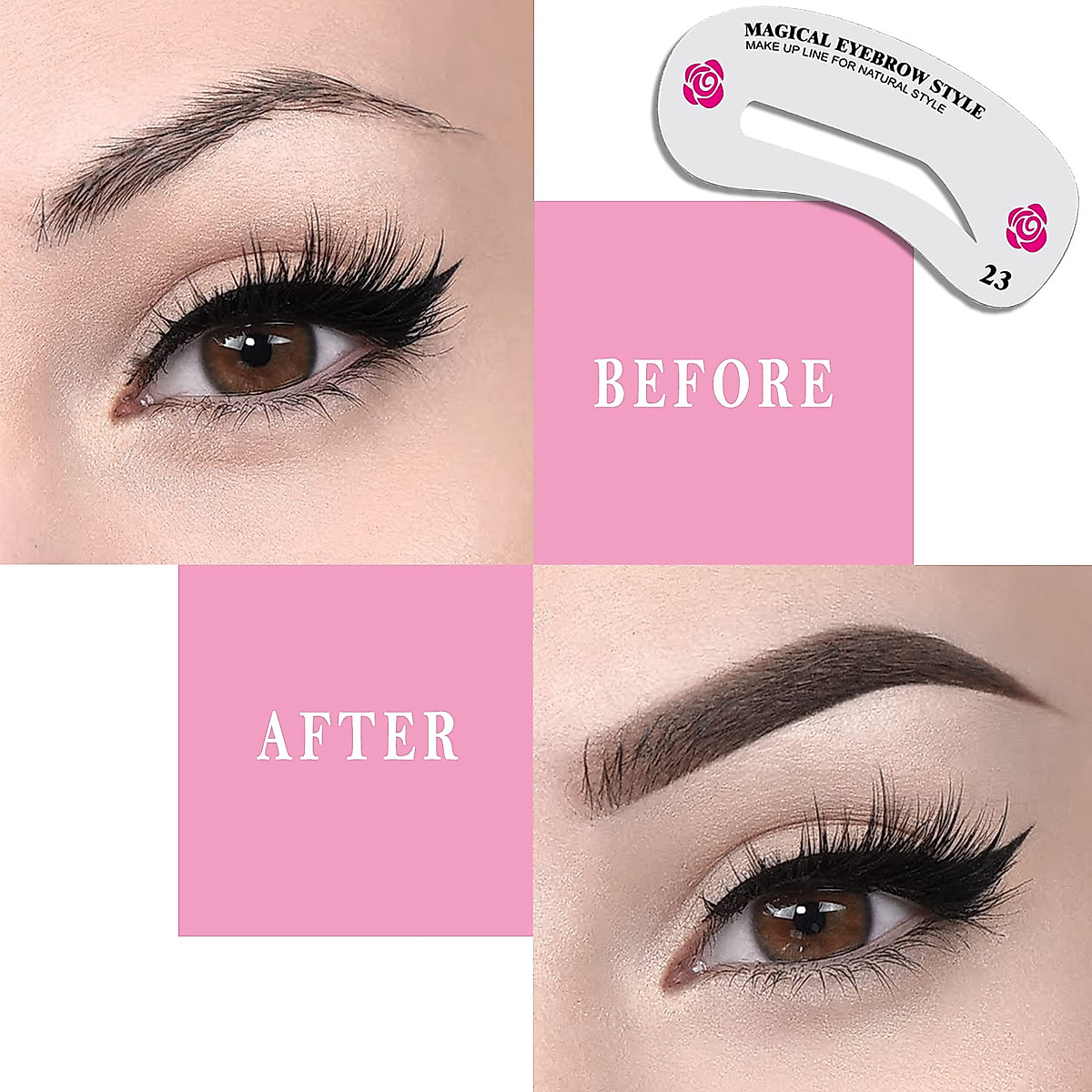 IONSGAKO 24PCS Eyebrow Stamp Stencil Kit Eyebrow Stencils Eyebrow Template Eyebrow Shaper Kit Brow Stencil for Shaping Fashionable Eyebrows