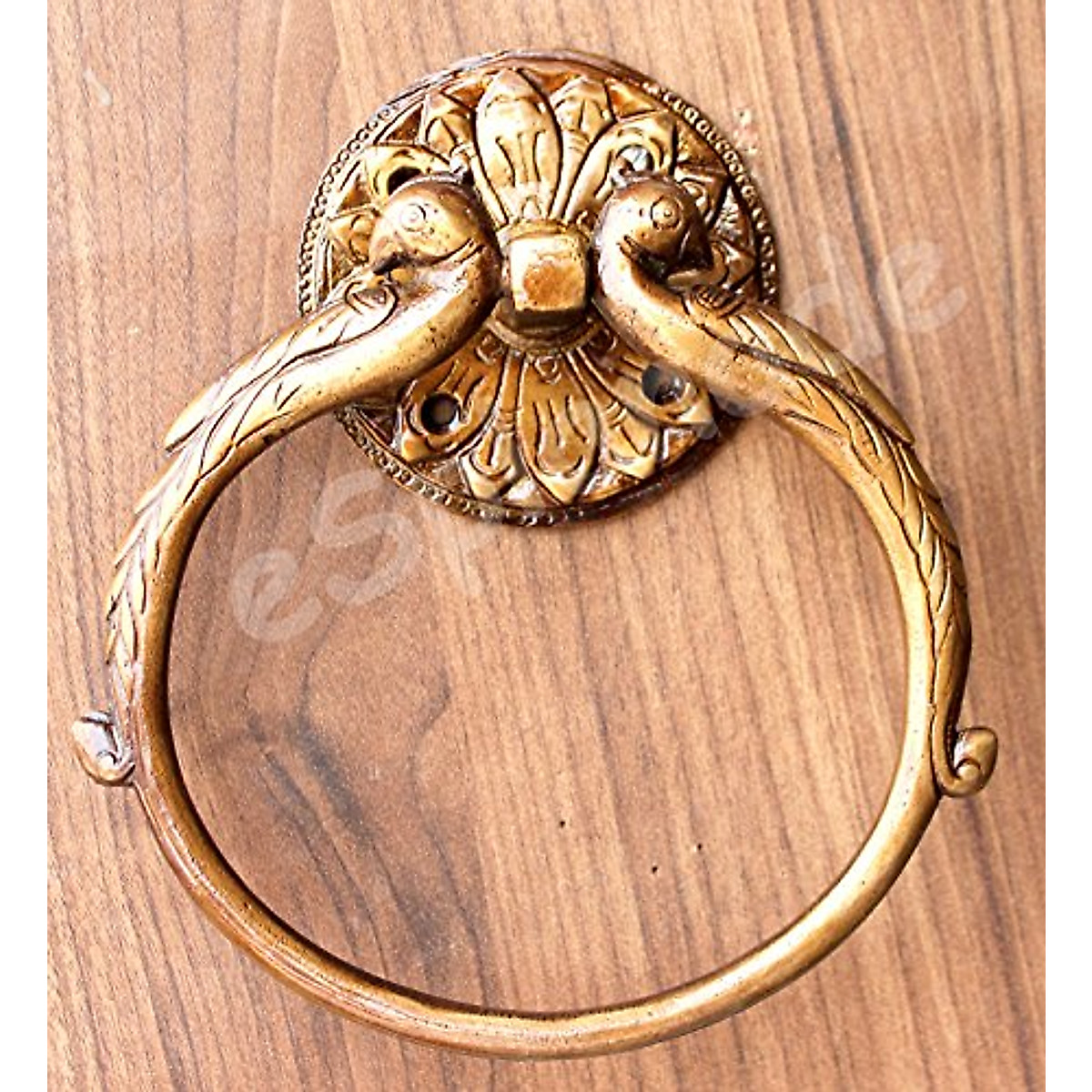 Esplanade 7.5" Inches - Brass Hand Towel Hanger Holder | Hand Towel Hanger Holder | Towel Holder for Bathroom in Twin Peacock Design