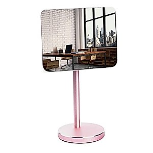 Desk and Cubicle Mirror to see behind you, ROSE-GOLD Stand with detachable Wide Angle real glass Mirror, SMALL & DISCRETE, beautiful design, perfect curvature for an exceptionally clear view