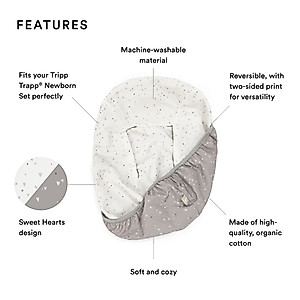 Tripp Trapp Newborn Set Cover, Sweet Hearts - Add Style & Convenience to Your Tripp Trapp Newborn Set - Machine Washable + Reversible - Made with Organic Cotton