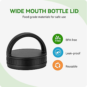 Prurex Replacement Lids for Hydro Flask12 16 18 20 32 40 64 oz Wide Mouth Water Bottle, Water Bottle Accessories for 2.28" Wide Mouth Sport Bottles (1pack)