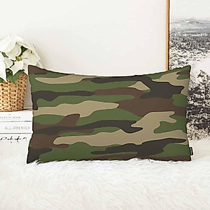 AOYEGO Camouflage Throw Pillow Case Classic Style Camo Pillow Cover Cushion Covers for Couch Sofa Home Farmhouse Decoration King Size 20X36 Inches Green Brown