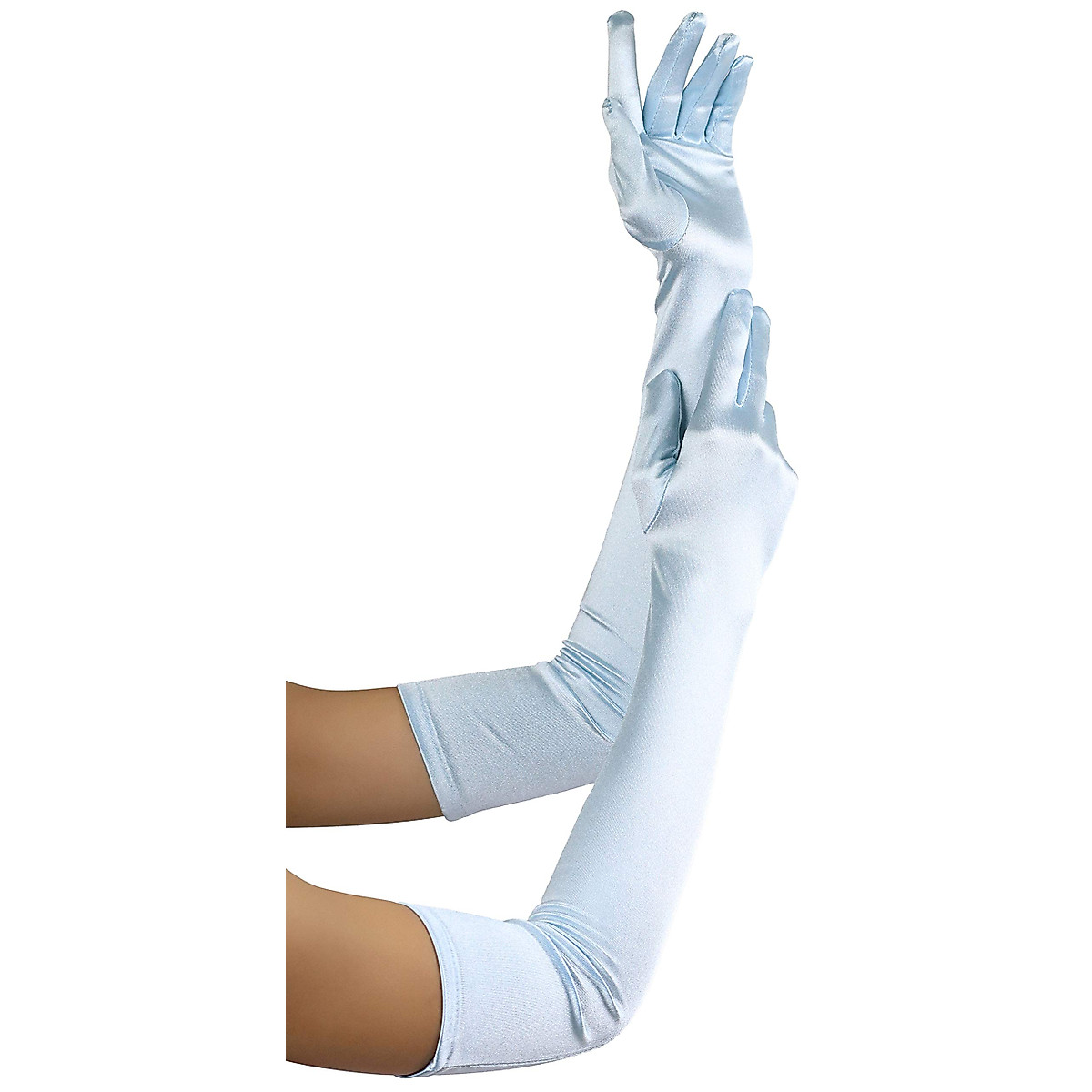 ToBeInStyle Women's Extra Long Opera Length Satin Gloves - Light Blue - One Size