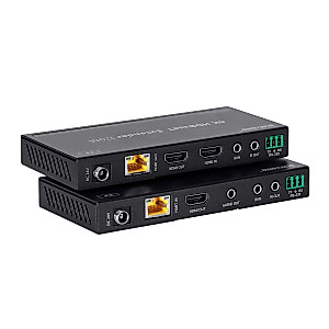 Monoprice 4K Pro HDBaseT Extender Kit - 120 Meters (394 Feet) HDR, 18Gbps, 4K@60Hz, YCbCr 4:4:4, HDCP 2.2, PoC, RS-232, HDMI Loop Out and Bidirectional IR - Blackbird Series