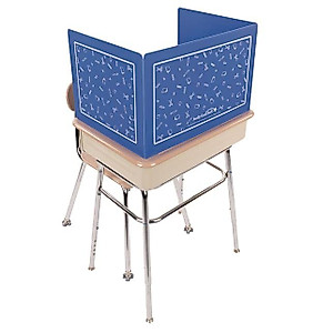 Really Good Stuff Plastic Privacy Shields for Student Desks – Single - Large - Study Carrel Reduces Distractions - Keep Eyes from Wandering During Tests, Blue School Tools