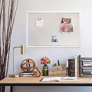 U Brands Farmhouse Linen Bulletin Board, 30 x 20 Inches, White Wood Frame (2074U00-01)