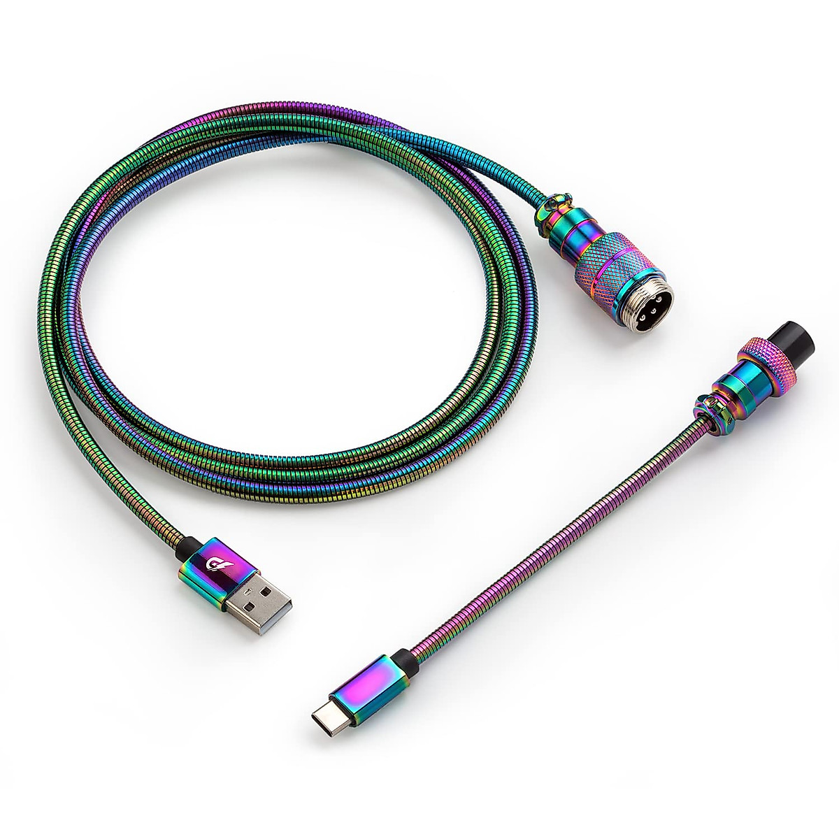 GUNMJO Pro 304 Stainless Steel Straight USB C Cable for Gaming Keyboard, Mechanical Keyboard Cable with Detachable Metal Aviator for Computer Keyboard, 1.6M USB-C to USB-A, Chroma Color