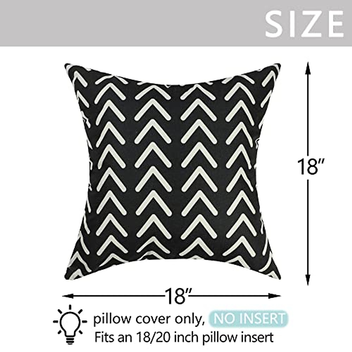 famibay Boho Outdoor Pillow Covers 18x18 Waterproof Black Beige Patio Throw Pillow Covers Outside Pillow Covers Decorative Square Burlap Cushion Cases Pillow Covers for Patio Garden Porch(Set of 4)