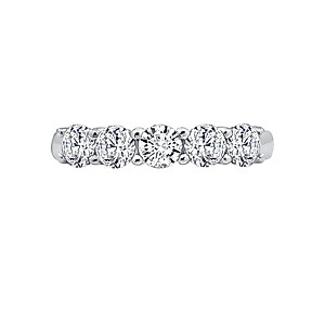 DIAMONBLISS Platinum Clad Sterling Silver 100-Facet 5-Stone Cubic Zirconia Band Ring (7)