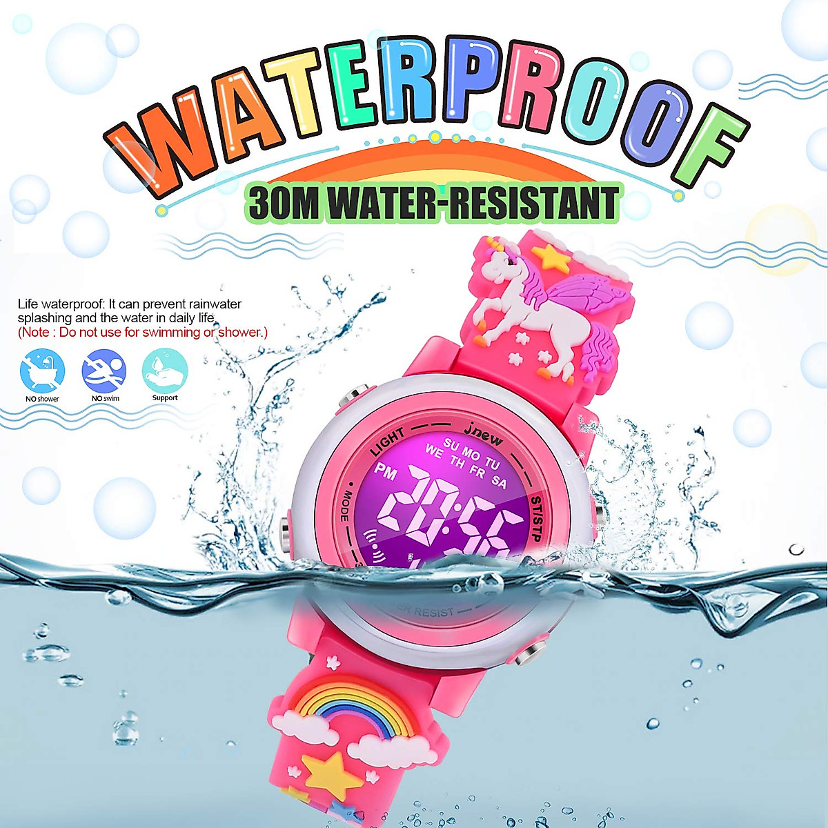 VAPCUFF Unicorn Watch for Girls Age 3-10 - Birthday Gift for Toddler and Kids, Red