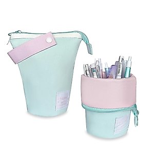 TANG QIRA Big Capacity Pencil Pen Case Office College Large Storage High Capacity Bag Stang up Pouch Holder Box Organizer, Cosmetic Bag, Cute Stationary Gift (Green)