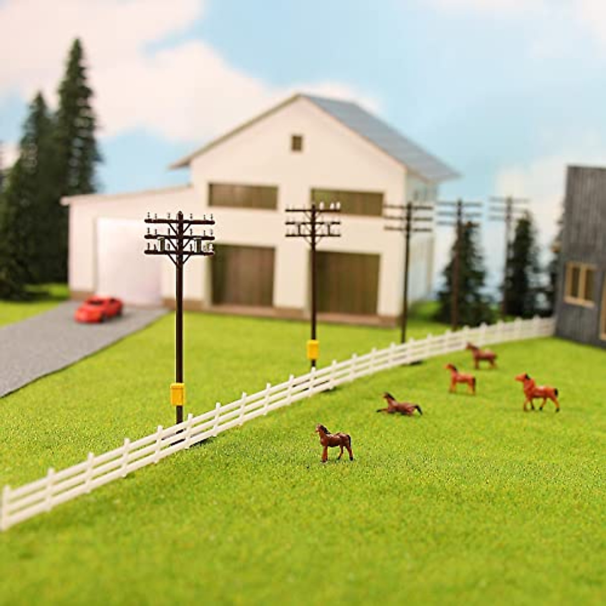24pcs Model N Scale 1:160 Power Pole Telegraph Telephone Poles Railroad Diorama (Style A)