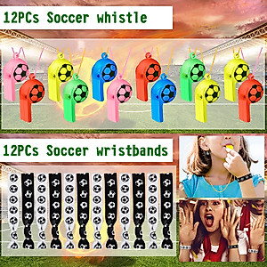 158Pcs Soccer Party Favors - Bags, Whistles, Balls, Slap Bracelets, Keychains, Stickers, Tattoos for Party Goodie Bags